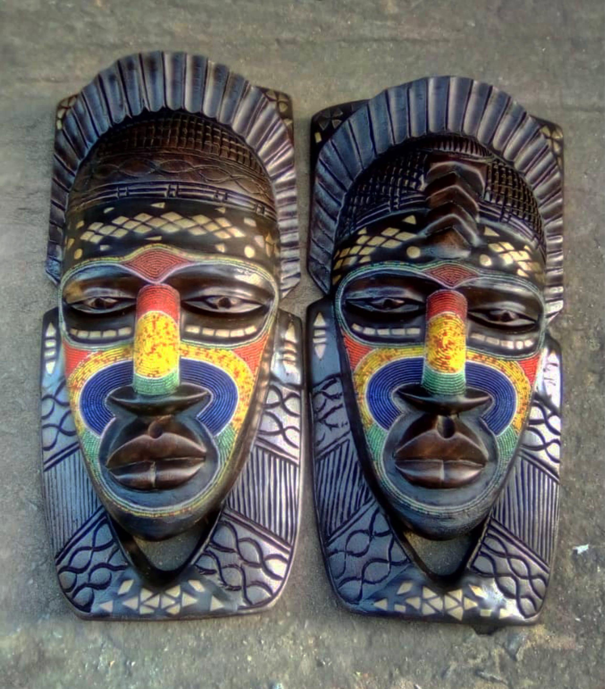 Authentic Beads African Mask Sculpture for Wall | African Wall Art ...