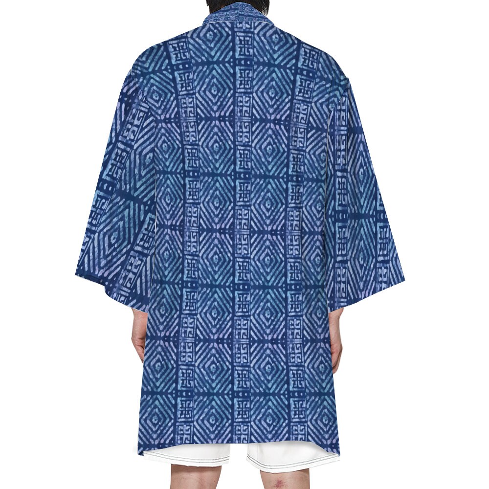 Indigo Batik Mud Cloth Print Haori Beach Kimono - Etsy