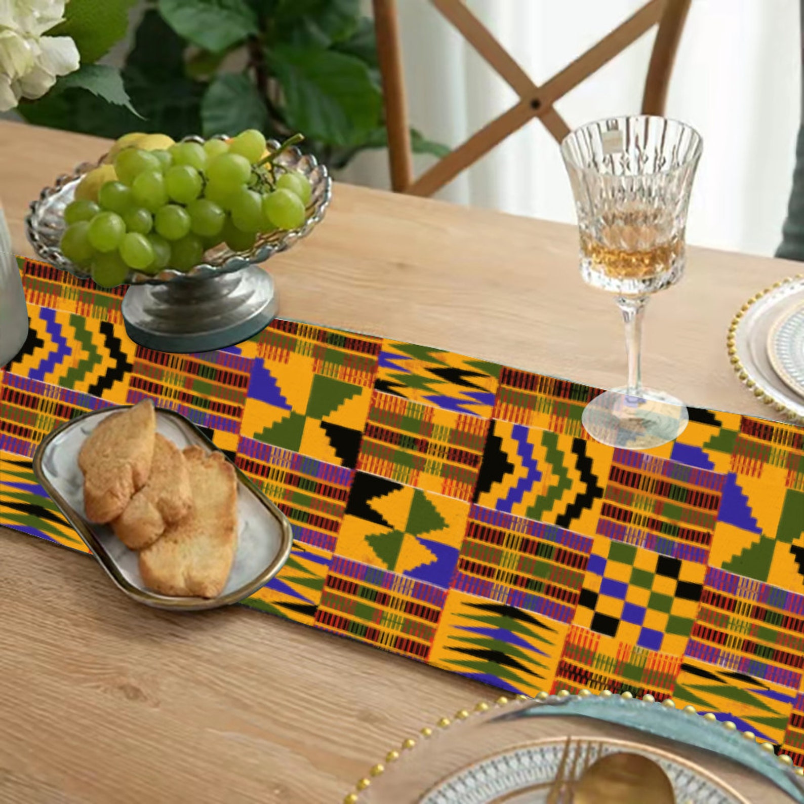 Orange Kente African Print Home Decor Table Runner With Tassel Table ...