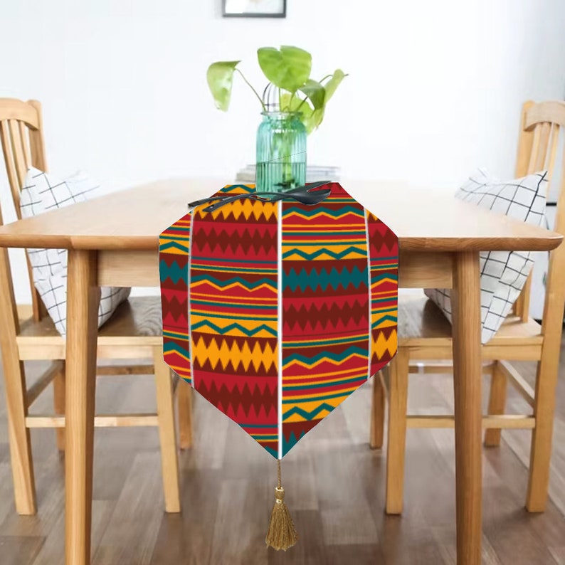 Red Kente African Print Home Decor Table Runner With Tassel - Etsy