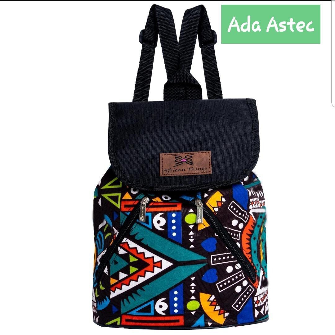 Aztec Mini African Print Backpack | Adire Small Waterproof Casual ...