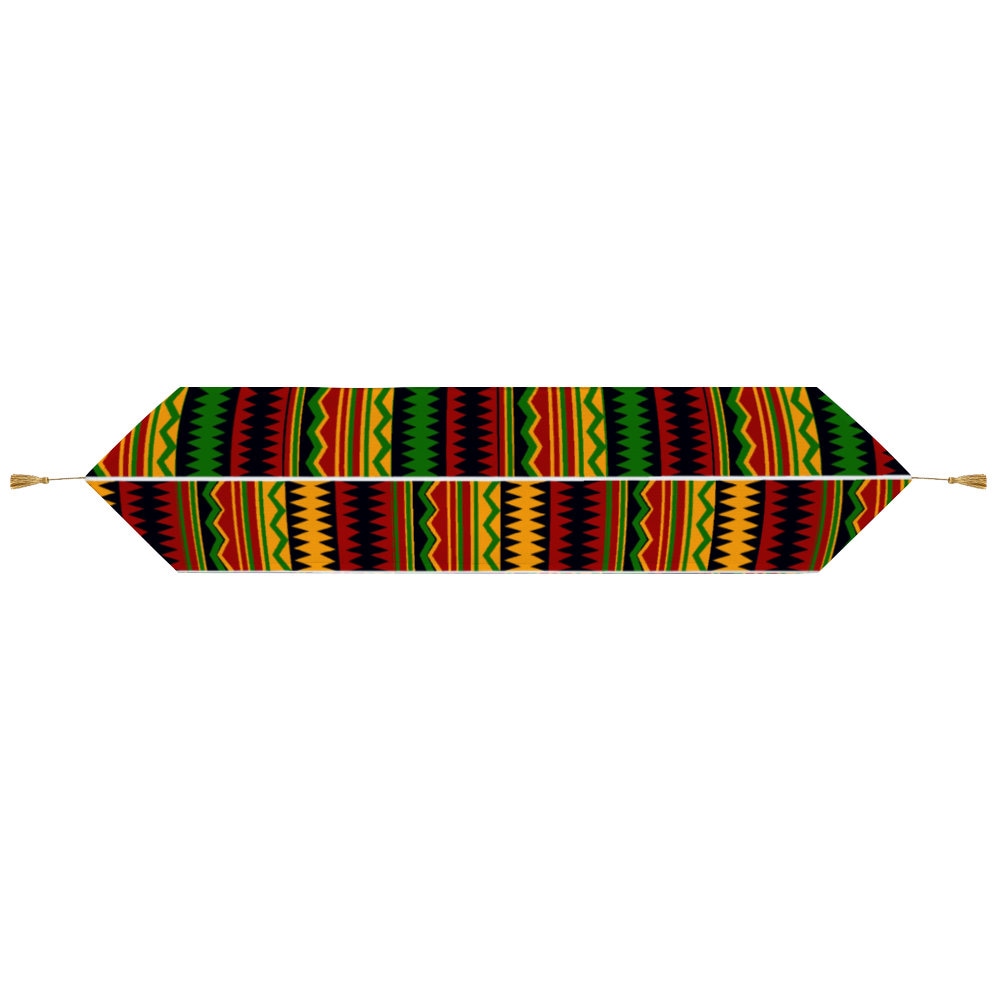 Green and Orange Kente African Print Home Decor Table Runner With ...