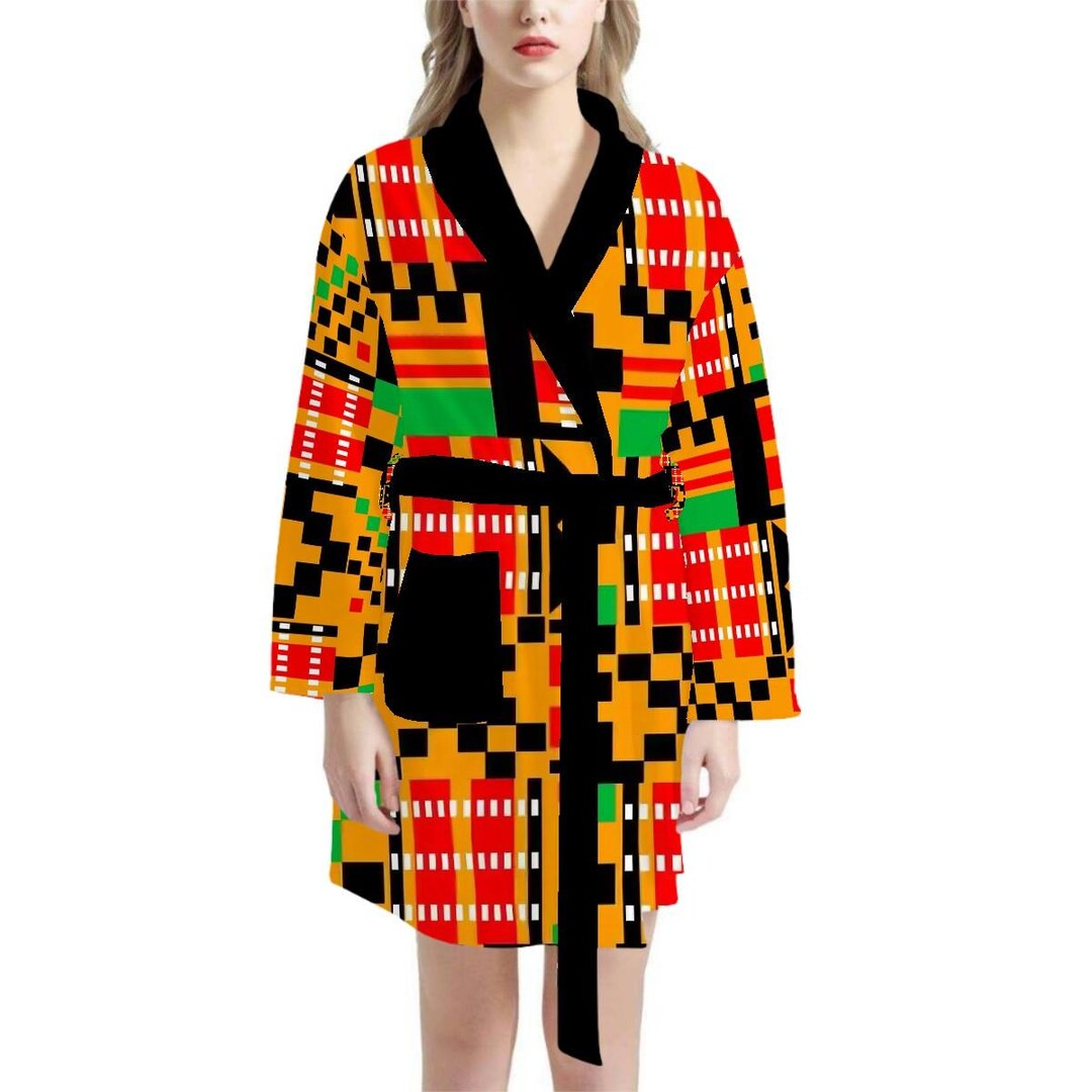 Kente Bridesmaid Bath Robe | African Print Bridal Robe | Wedding Party ...