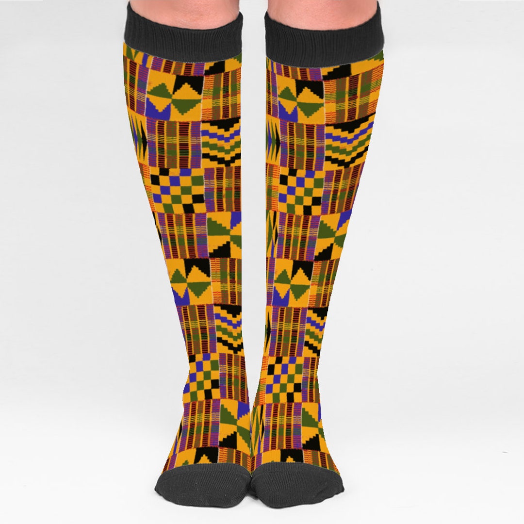 Kente African Print Unisex Over-calf Polyester Socks - Etsy