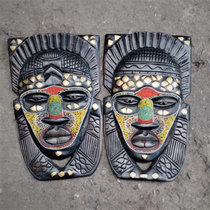 Authentic Beads African Mask Sculpture for Wall | African Wall Art ...
