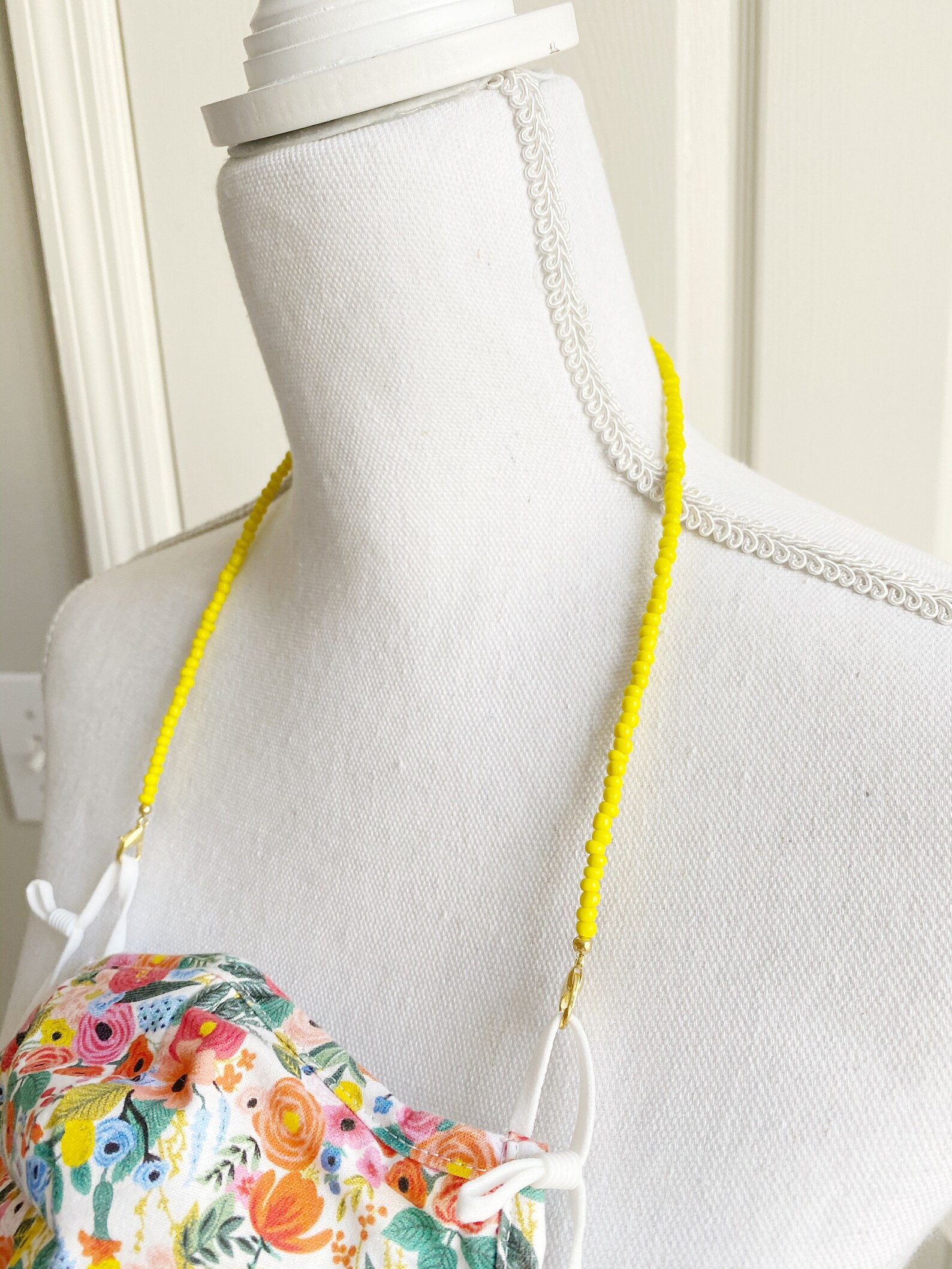 Bright Yellow Seed Bead Beaded Face Mask Holder Necklace - Etsy