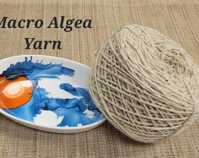 100% Macro Algae or Seaweed Natural + Cotton Yarn. 250 Grams. Worsted ...
