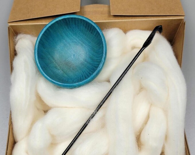 Spin Cotton Fiber Kit. Natural Upland Cotton Sliver. Hand-painted Wood ...