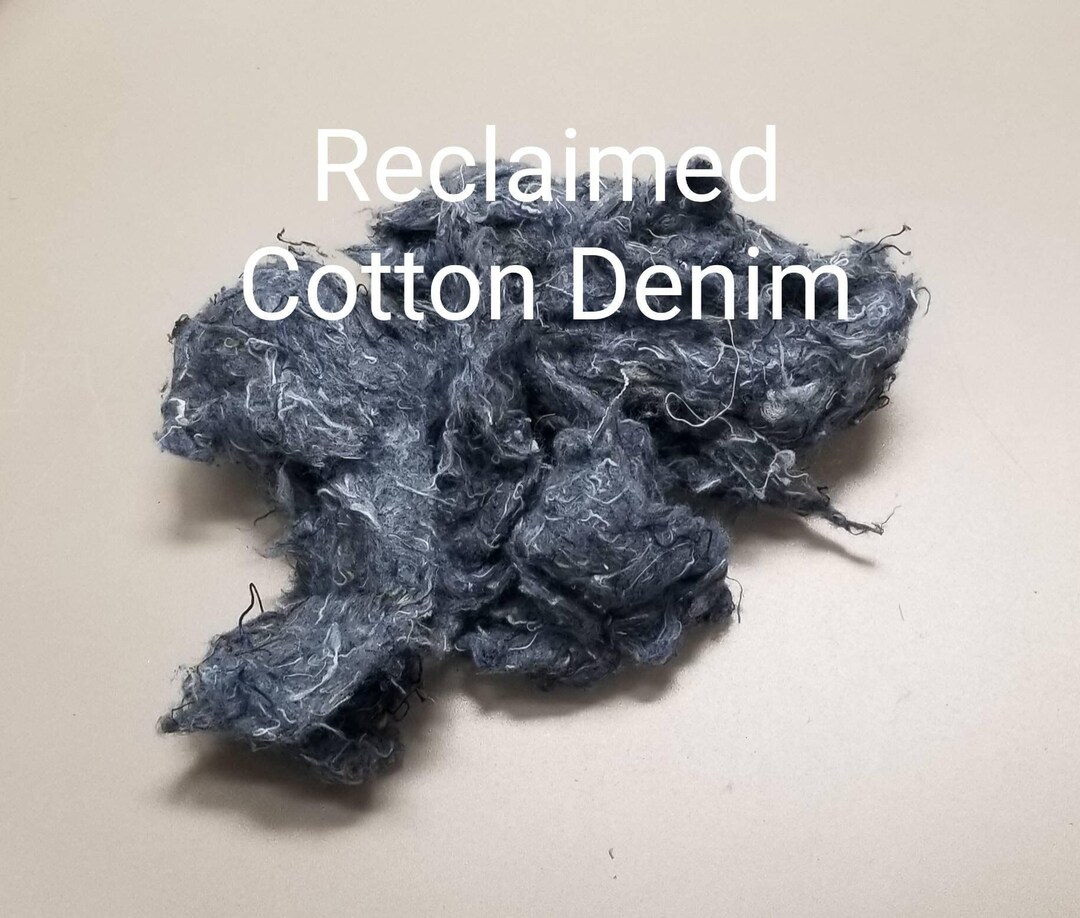 Cotton Shoddy Reclaimed Blue Fiber, Denim Jeans Upcycled Into Unspun ...