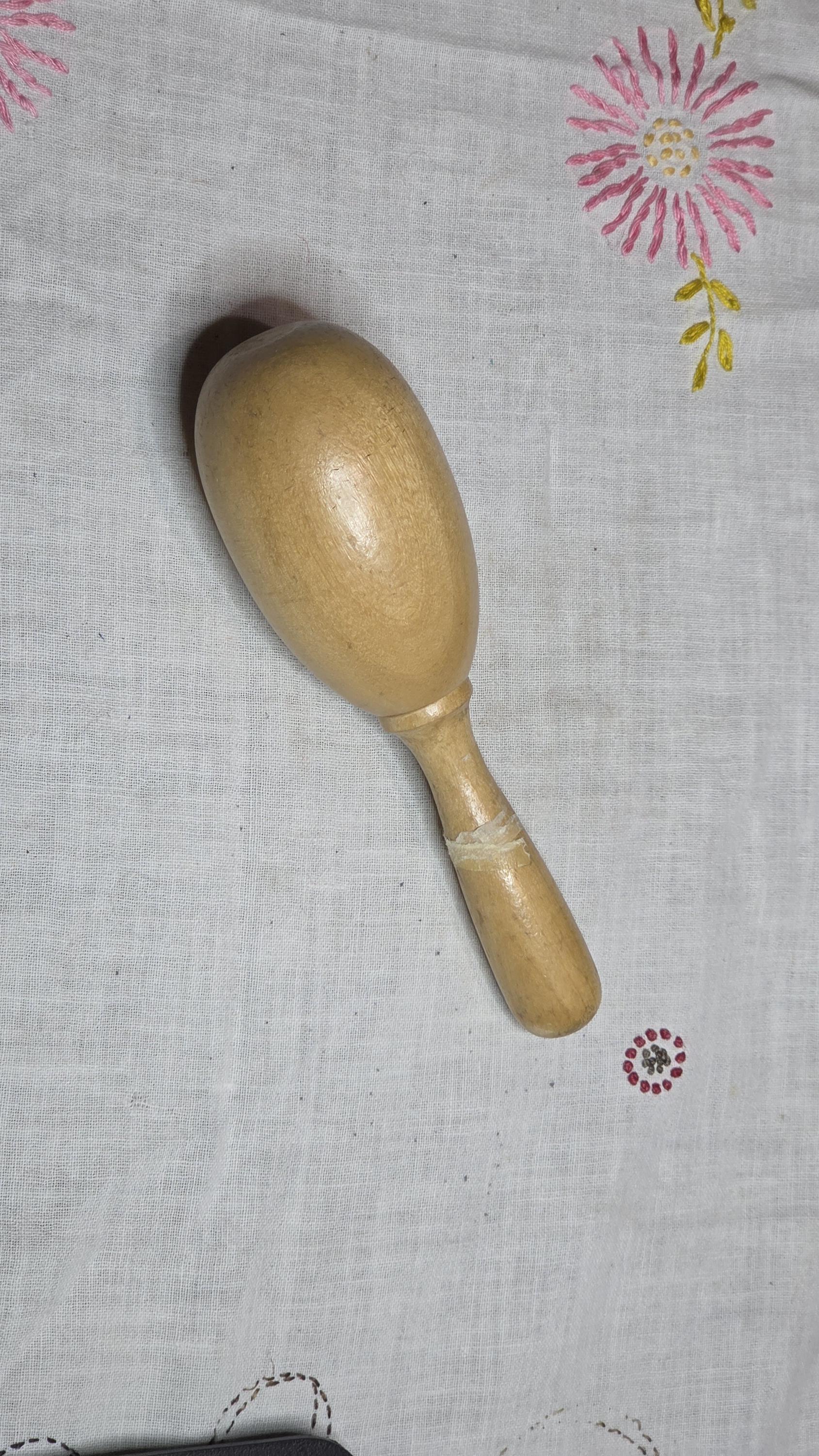 Darning Sock Egg Vintage Wood Oval Tan 6