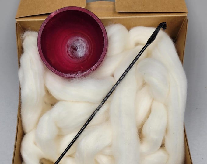 Spin Cotton Fiber Kit. Natural Upland Cotton Sliver. Hand-painted Wood ...