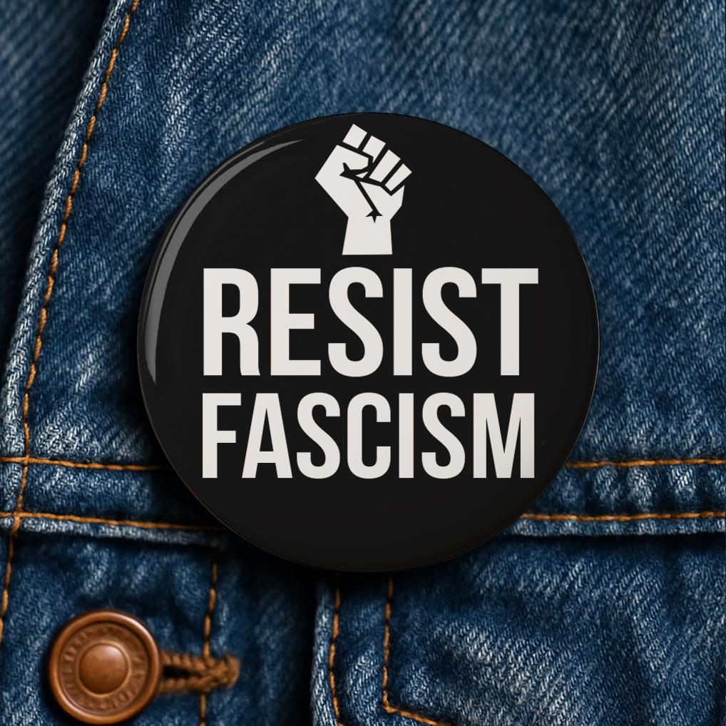 Resist Fascism Black Button Pin 8647 Fuck Trump Fuck Maga Liberal Blue ...