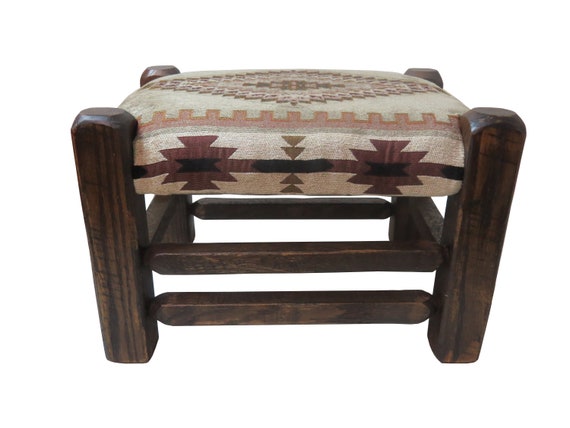Rustic wood ottoman store