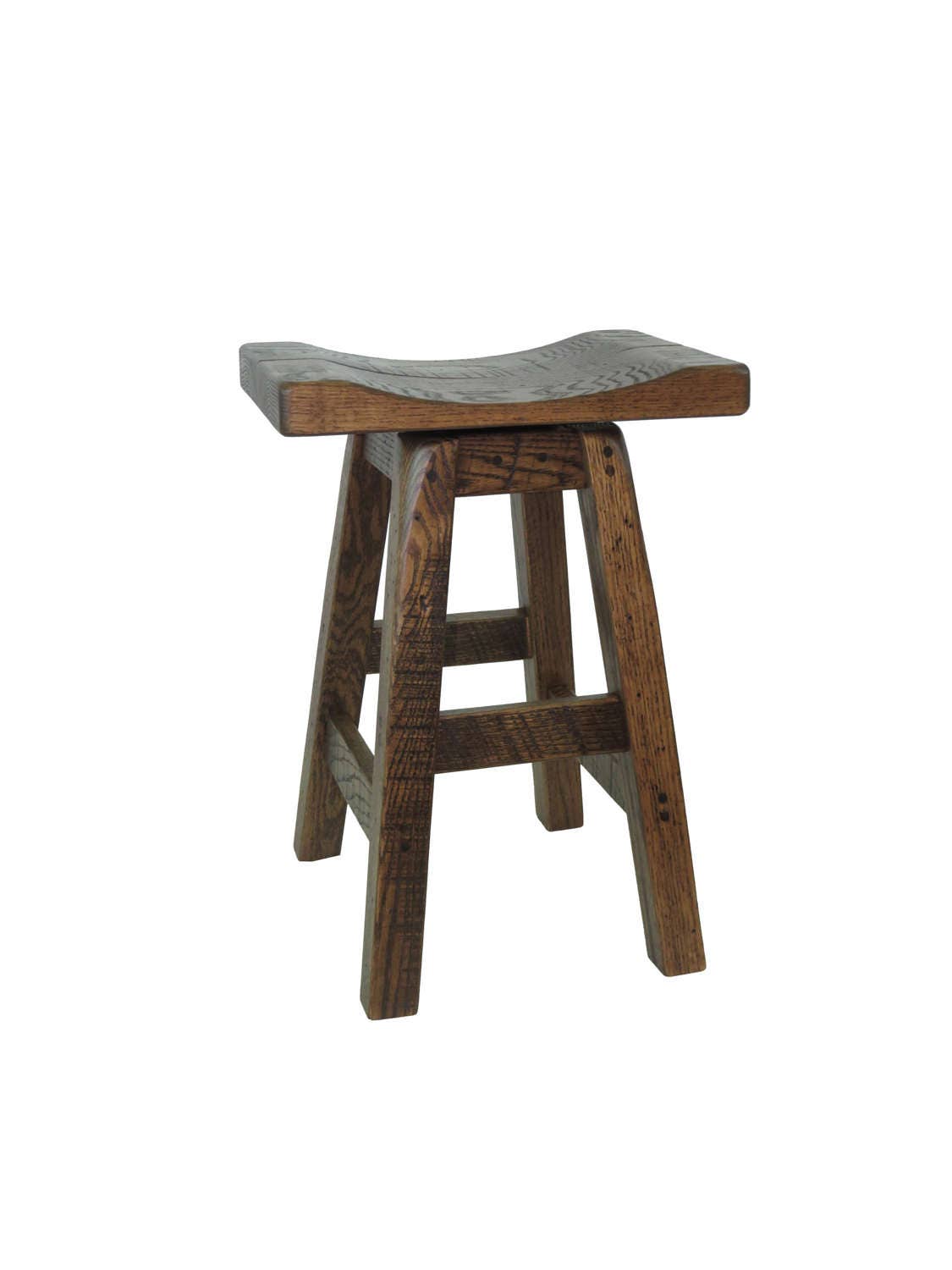 Swivel Barnwood Bar Stools 24 Saddle Seat Walnut Stain - Etsy