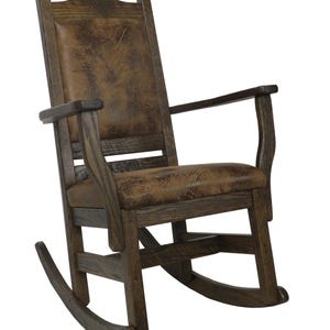 Modern Rustic Oak Amish Rocking Chair With Upholstered Seat & Back ...