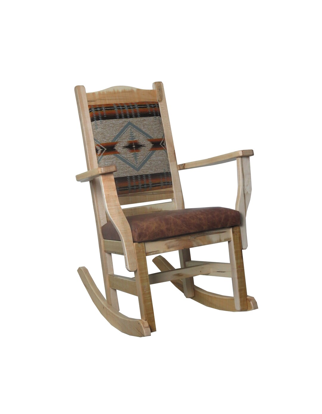 Modern Rustic Wormy Maple Rocking Chair With Arizona Fabrics ...