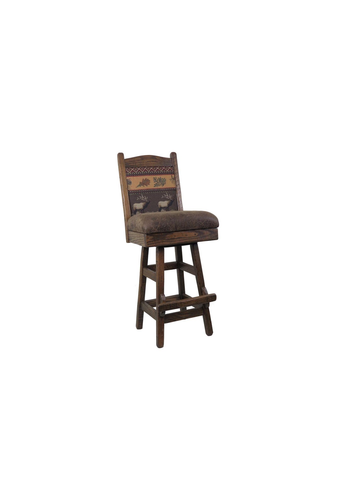 24 or 30 Modern Rustic Oak Swivel Upholstered Bar Stool With Moose ...