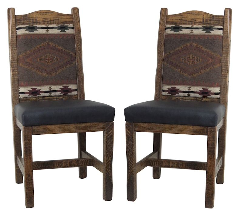 Set of 2 -modern Rustic Upholstered Oak Dining Chair With Dark Apache ...