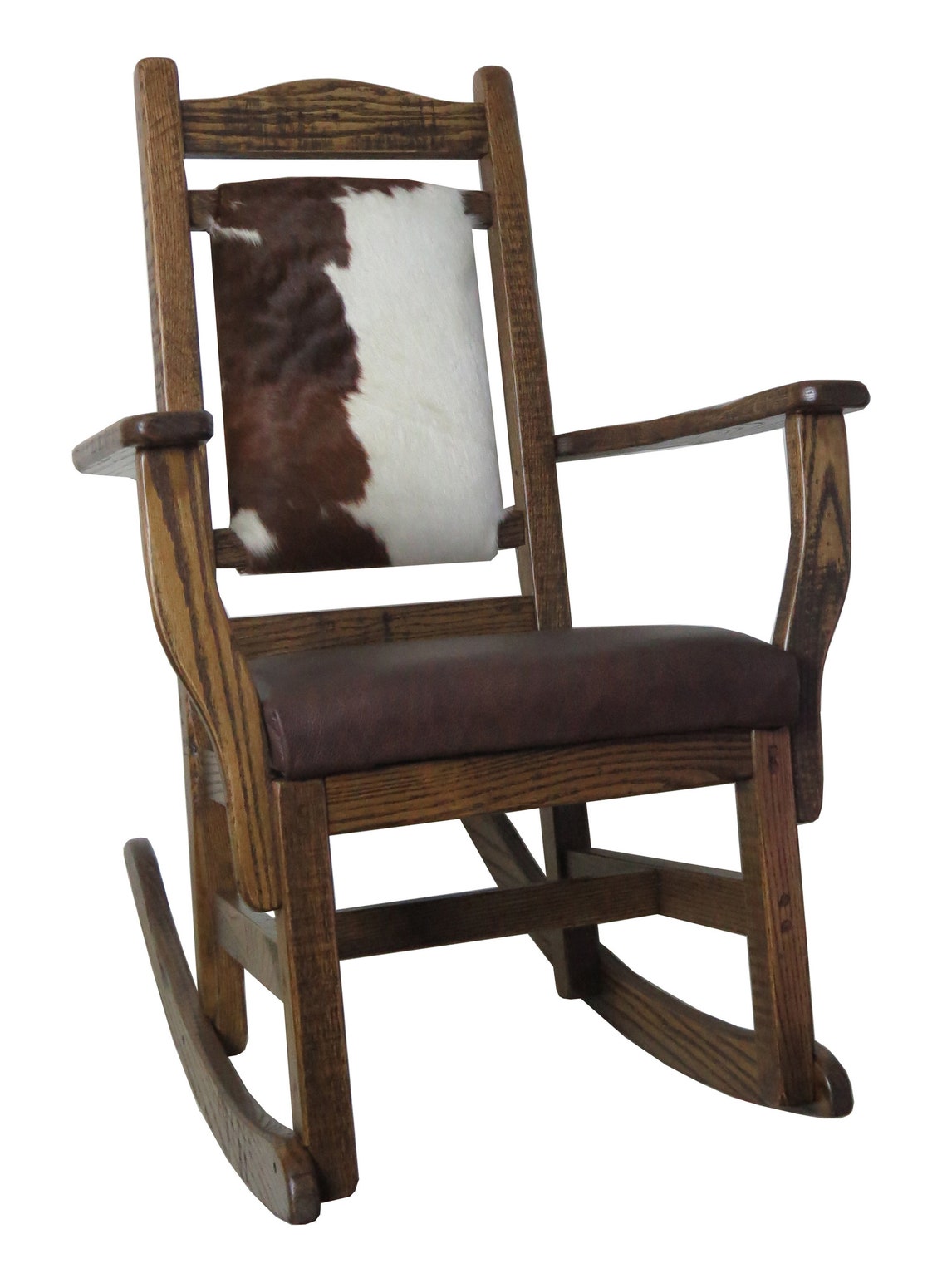 Solid Barnwood Amish Rocking Chair With Hair on Hide Back and - Etsy