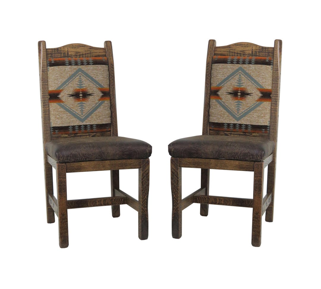 Rustic Oak Dining Chairs (set of 2) – Arizona Fabric, Southwest Style ...