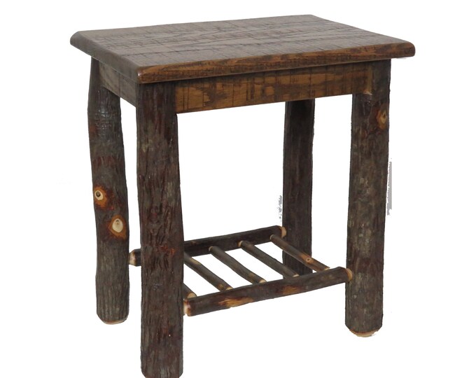 Rustic Hickory Side Table With Distressed Solid Oak Top - Etsy