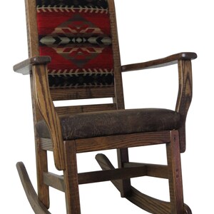 Modern Rustic Oak Amish Rocking Chair With Upholstered Seat & Back - Etsy
