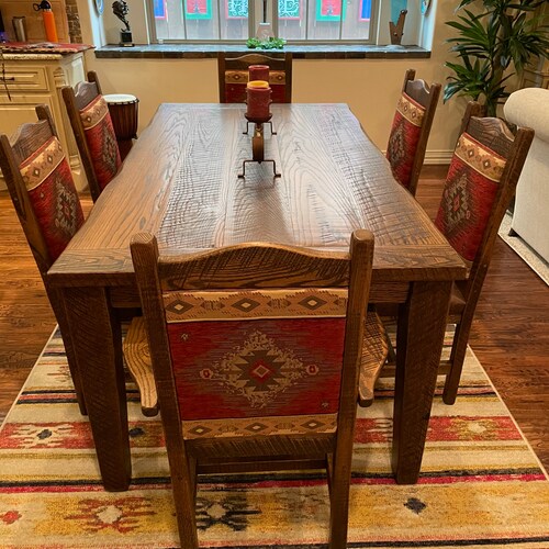 Rustic Barn Wood Farmhouse Dining Table 7 Piece Set Including - Etsy