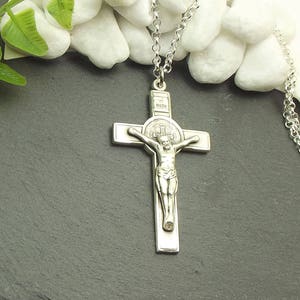 St Benedict Crucifix Sterling Silver Ideal First Holy Communion, RCIA ...