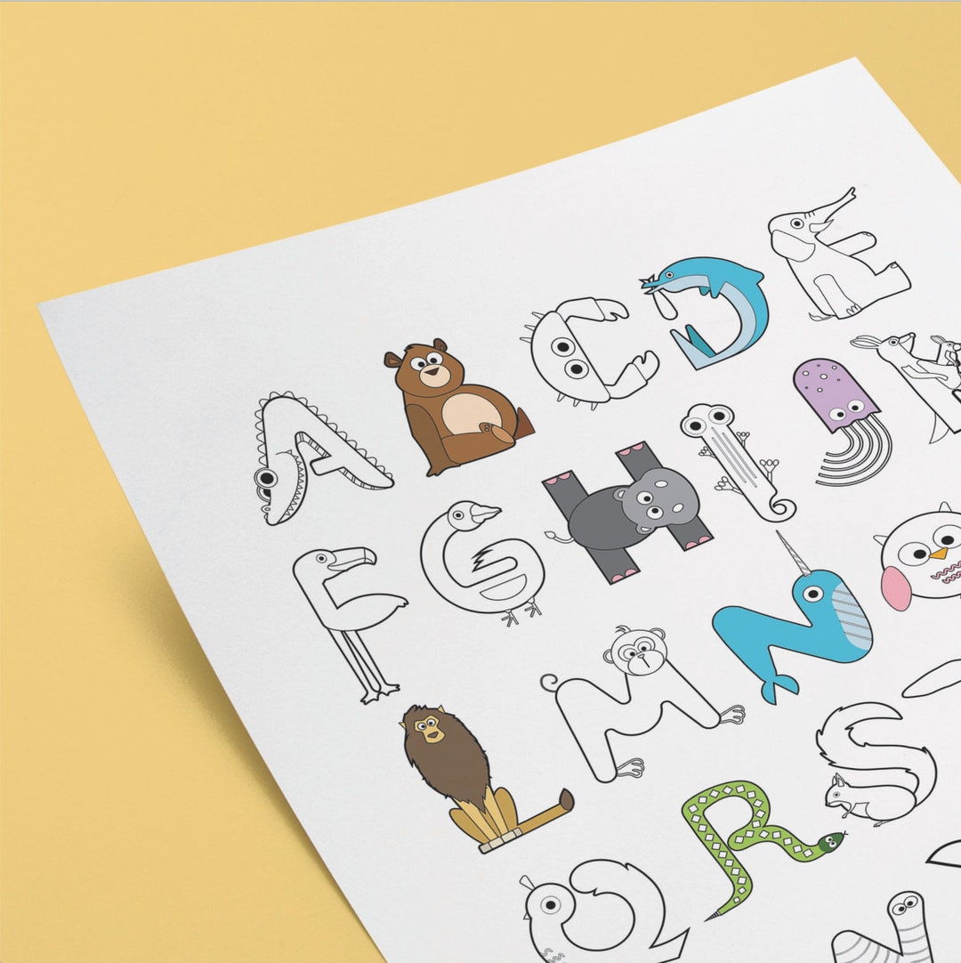 Alphabet Animals - Coloring Pages (set of 2) - Etsy
