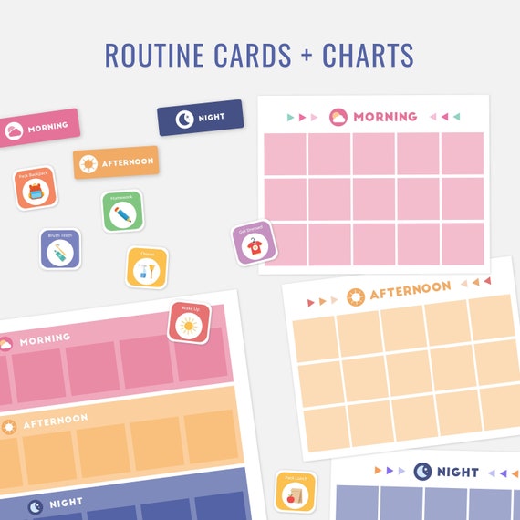 Editable Square Daily Routine Activity Cards with Charts I | Etsy