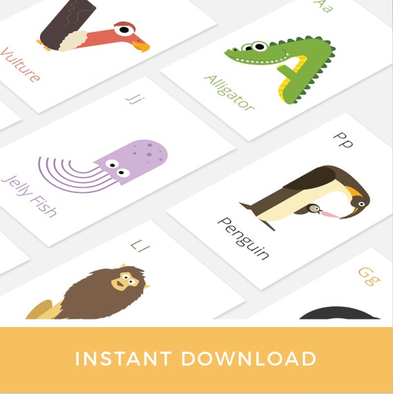 Alphabet Animals Cards | Etsy