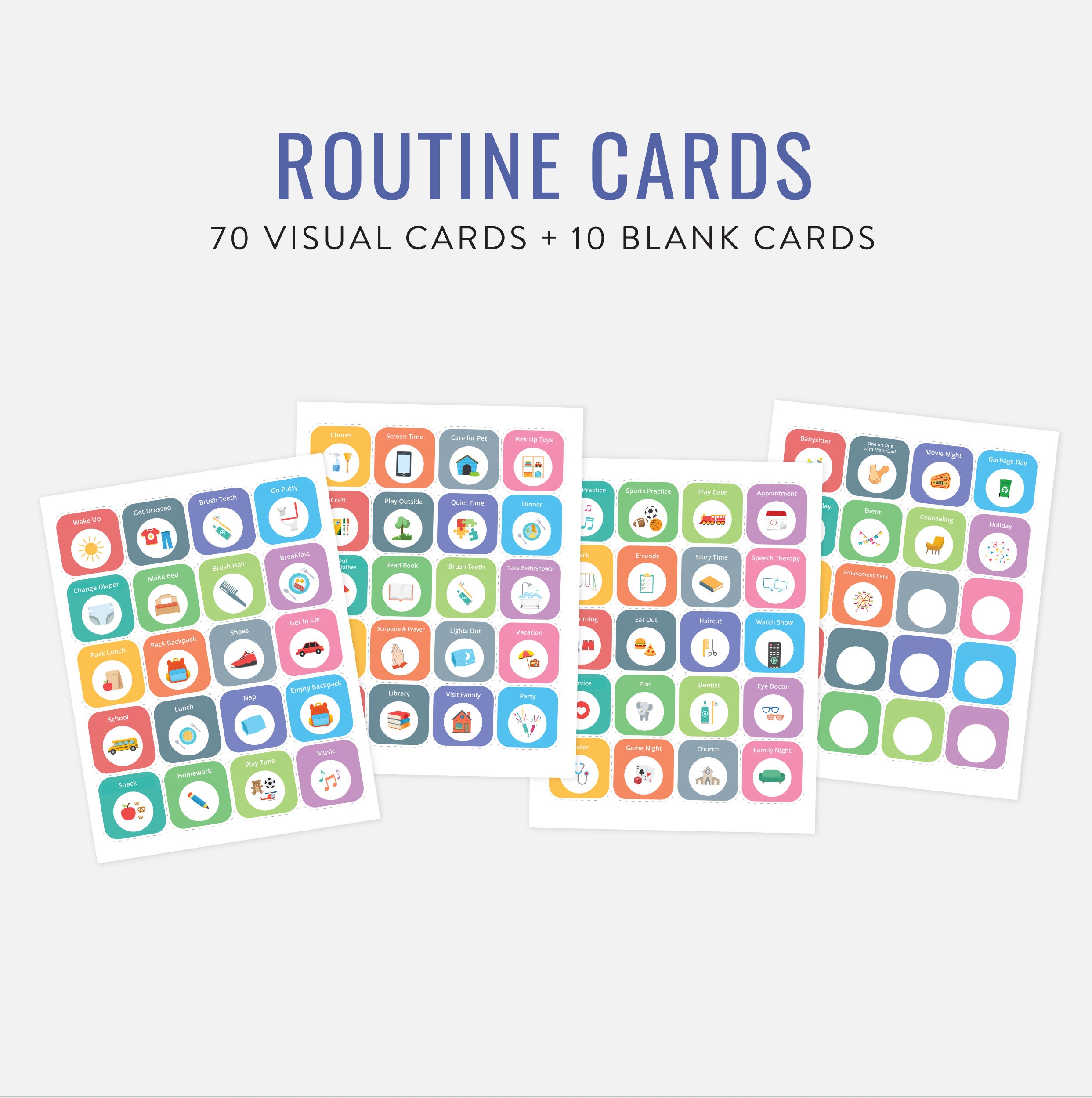 Editable Square Daily Routine Activity Cards With Charts I | Etsy