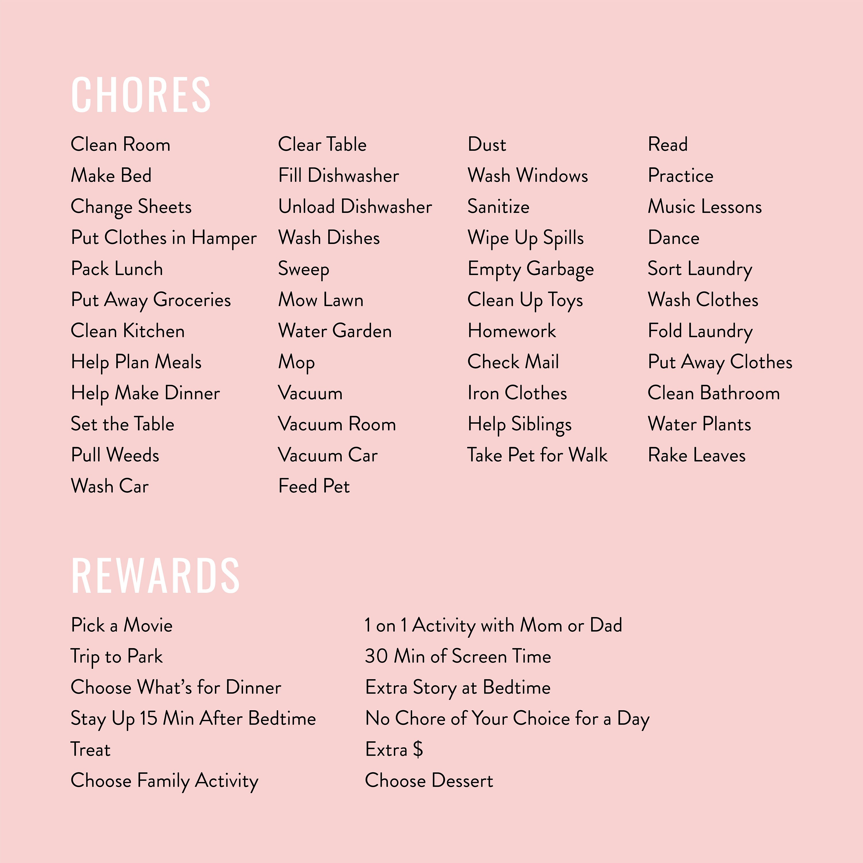 Chore Chart Reward Game | Etsy