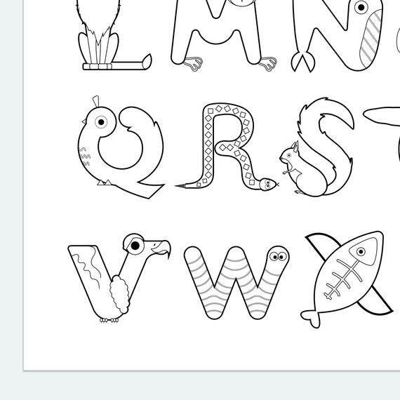 Coloring Pages Animal Alphabet Font