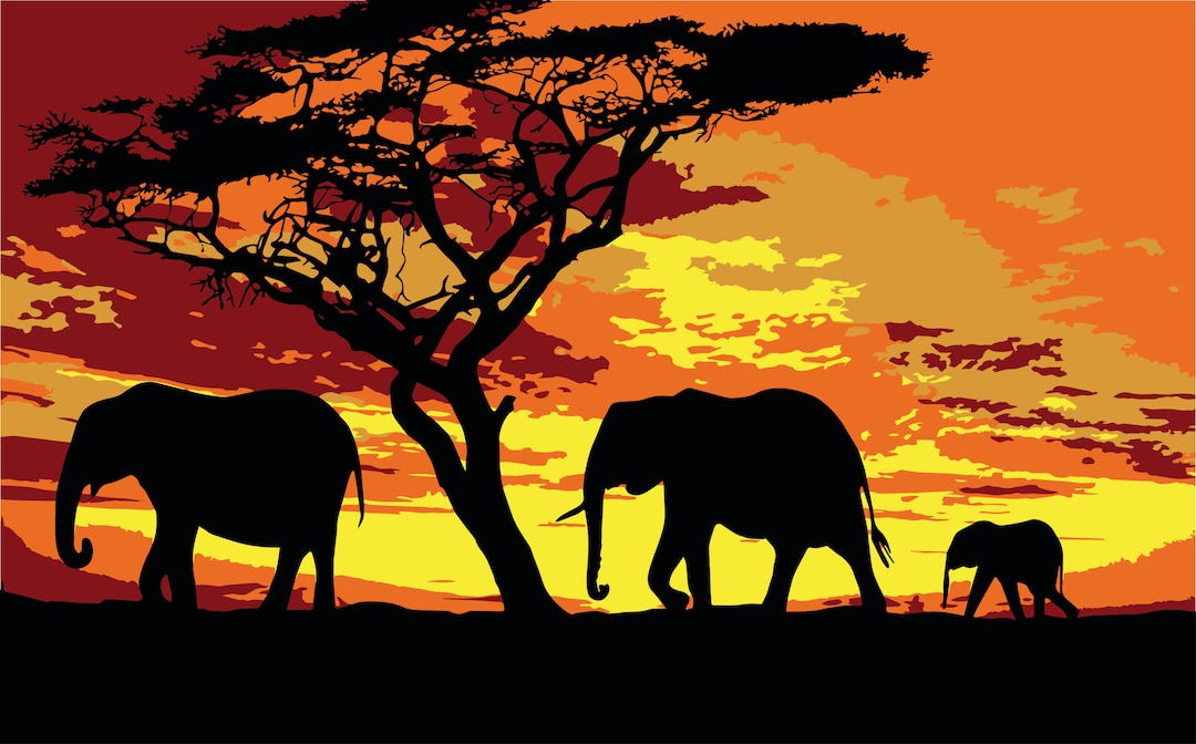 Elephants | Handmade | Vinyl on Sheet Metal "this is One of a Kind ...