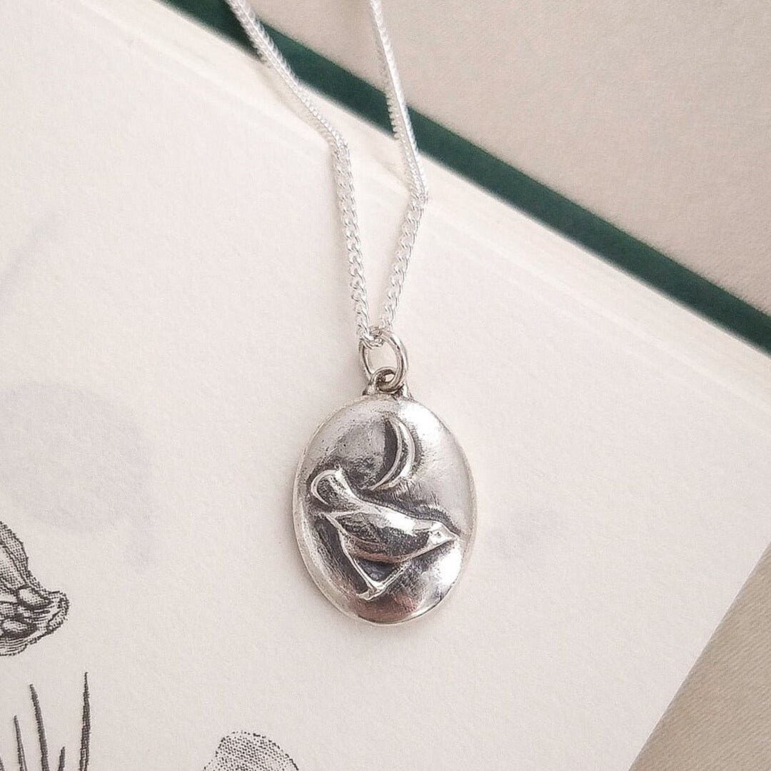 Nightingale Pendant With Crescent Moon and Cameo-inspired Design - Etsy