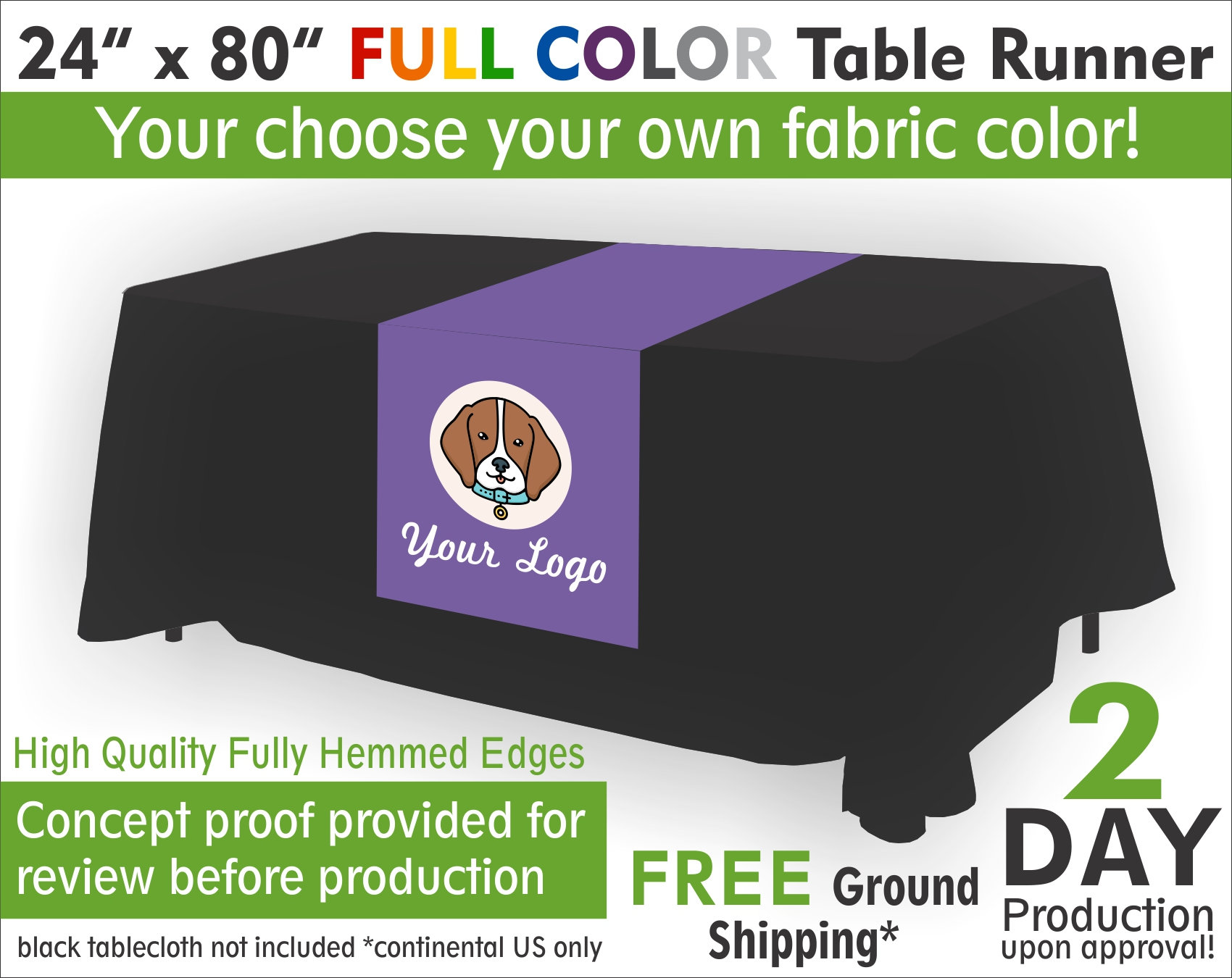 Custom Full Color Table Runner 24x80 FREE Ground | Etsy