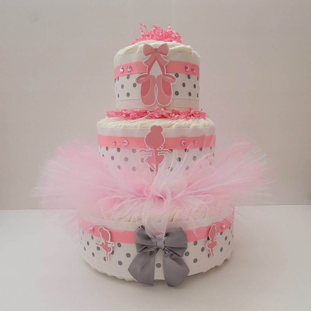 Elegant Tutu Ballerina Diaper Cake, Pink, Baby Girl, Newborn, Dance ...