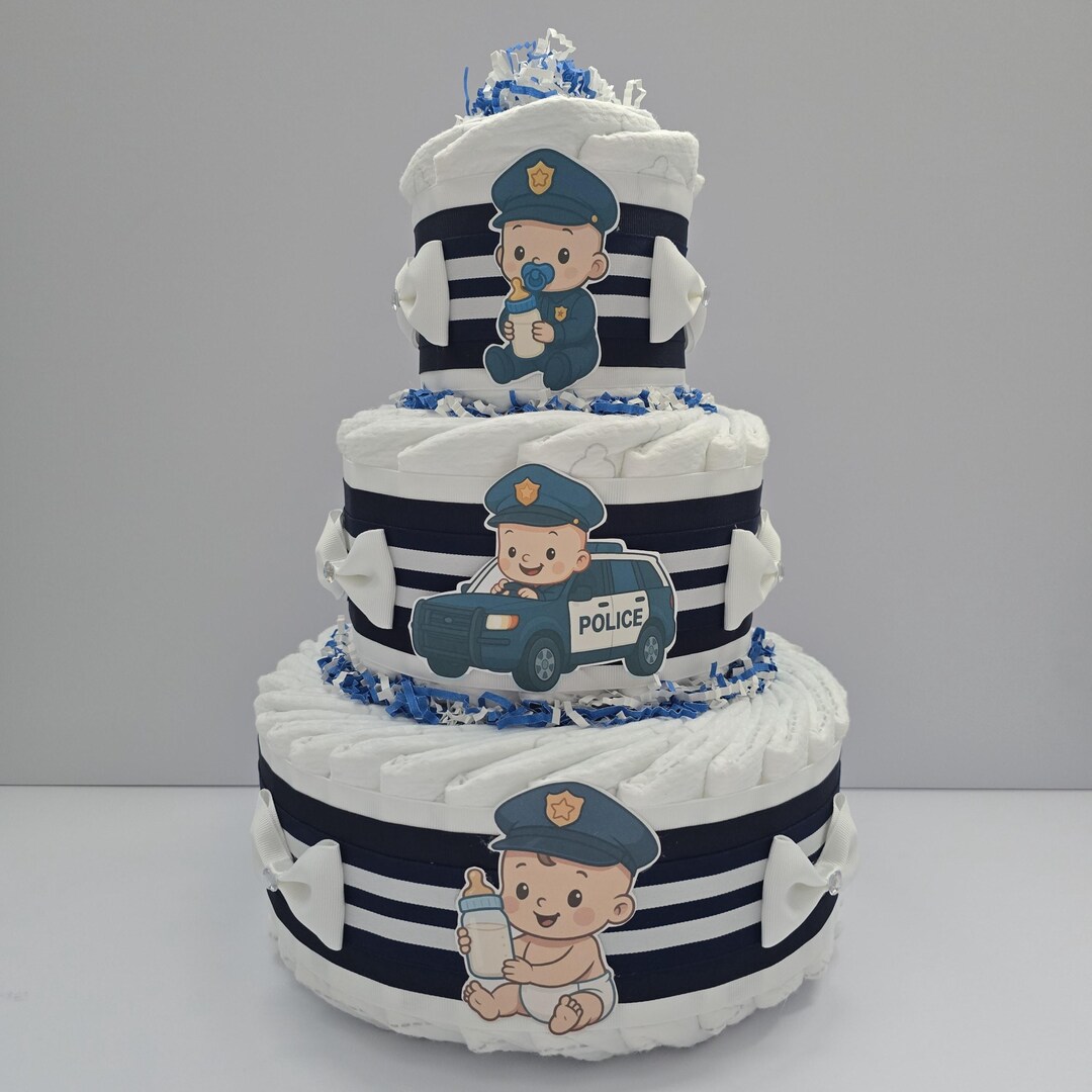 Elegant Baby Cop Diaper Cake, Baby Shower, Baby Boy, Centerpiece ...