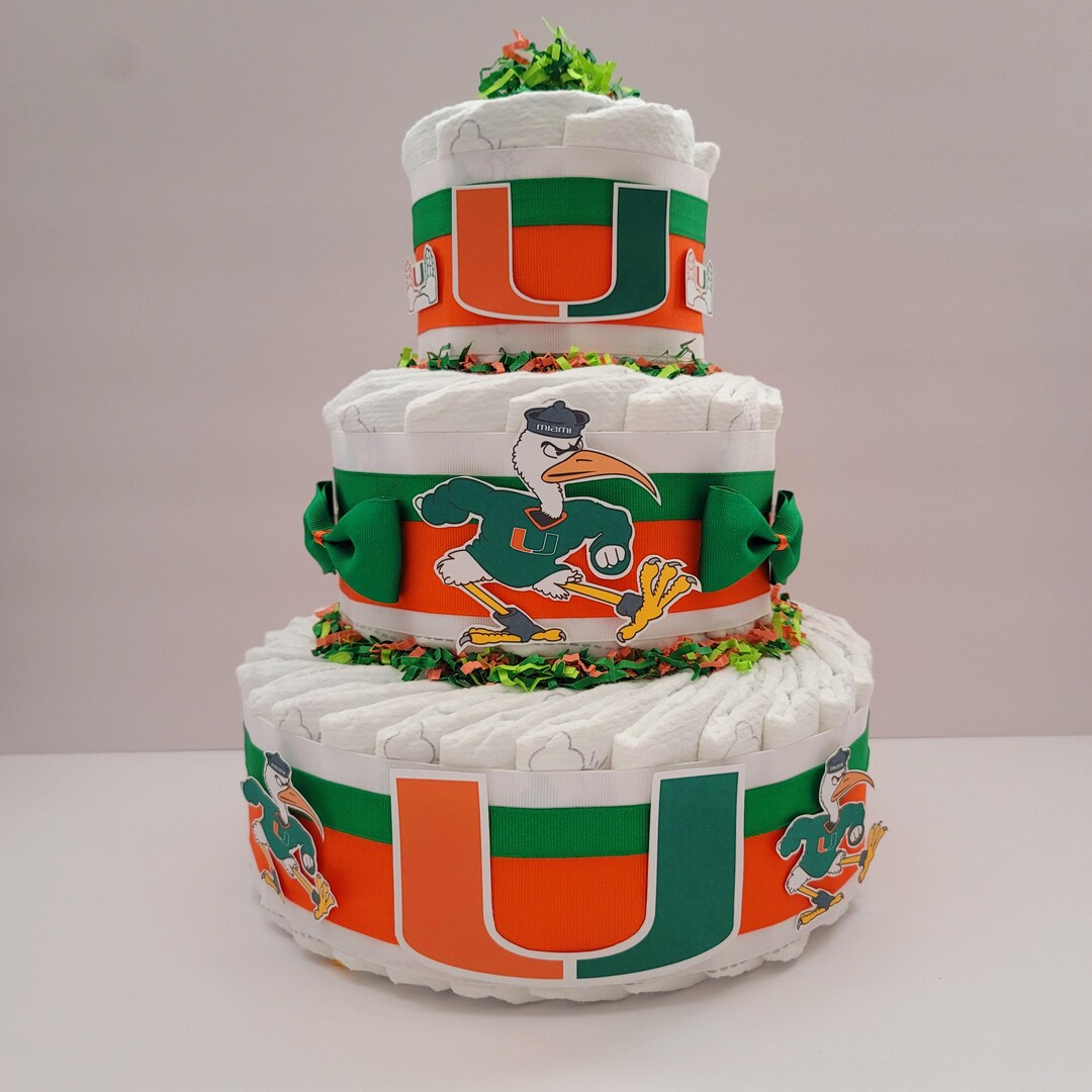 UM Football Diaper Cake, Hurricanes, Canes, Sports Gift, Baby Shower ...