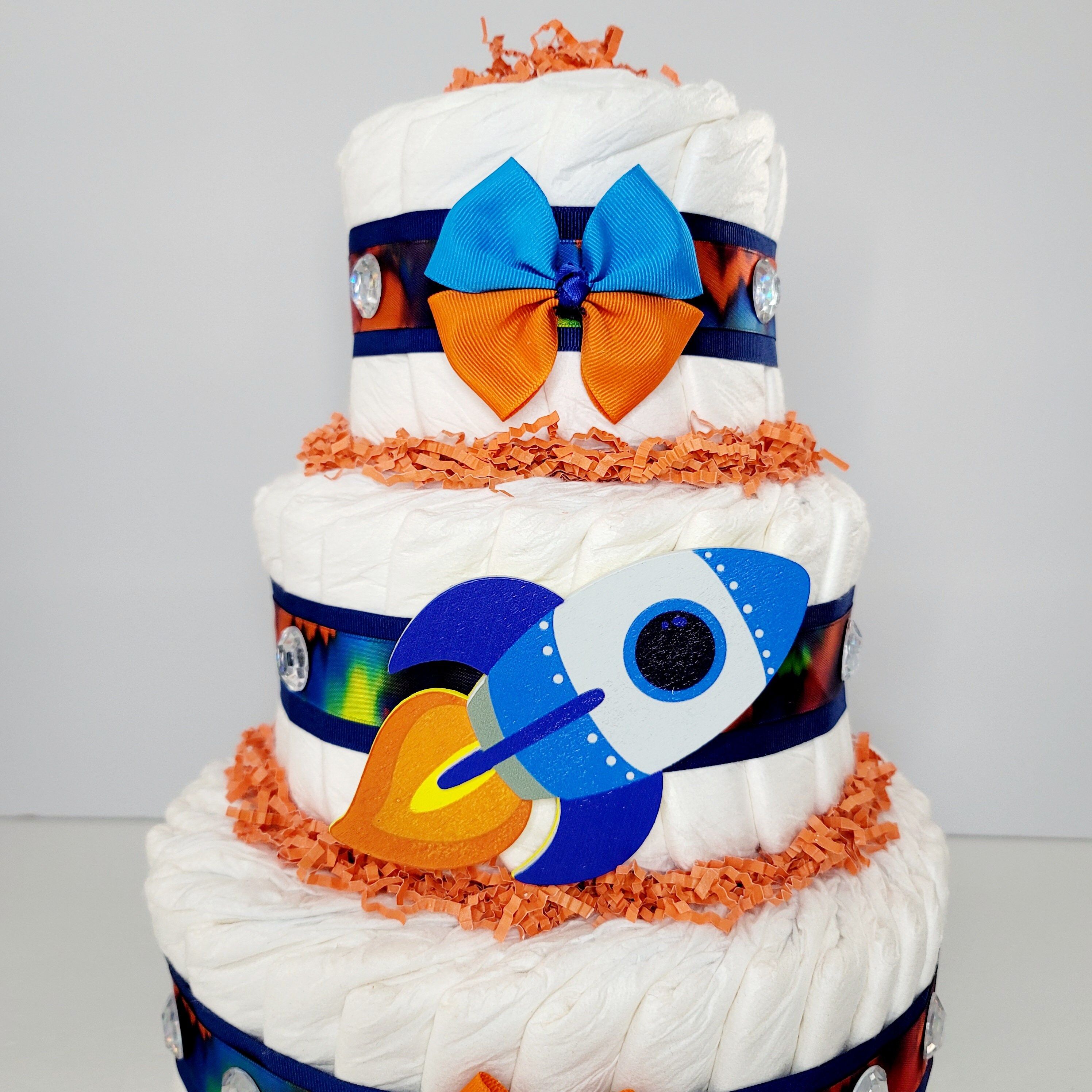 Rocket Ship Spacecraft Diaper Cake, Baby Shower, Baby Boy Gift, Newborn ...