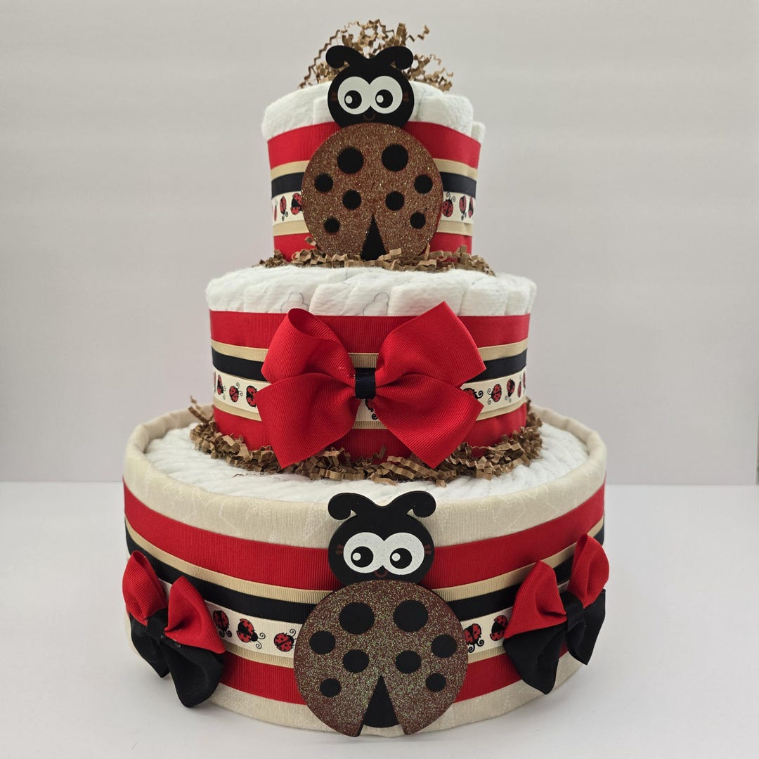 Adorable Ladybug Diaper Cake Baby Shower Diaper Cake, Newborn ...