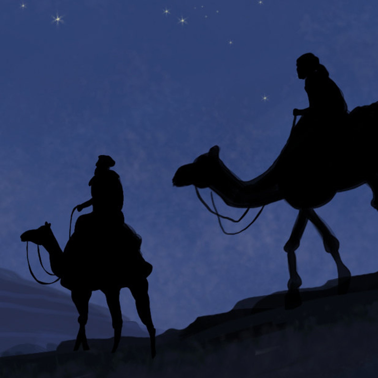 Christmas: the Magi Follow the Star, Matthew 2, Digital Art, Print at ...