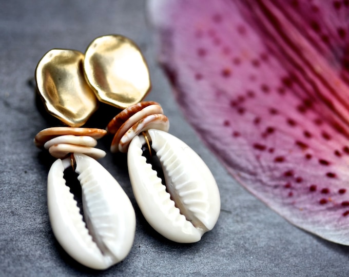 Cowrie Shell Earrings Gold Silver .ethnic Jewellery Boho - Etsy