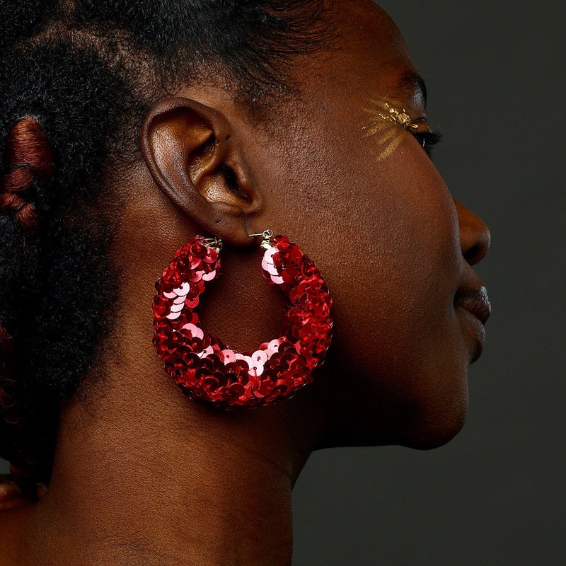 Big Red Earrings - Etsy