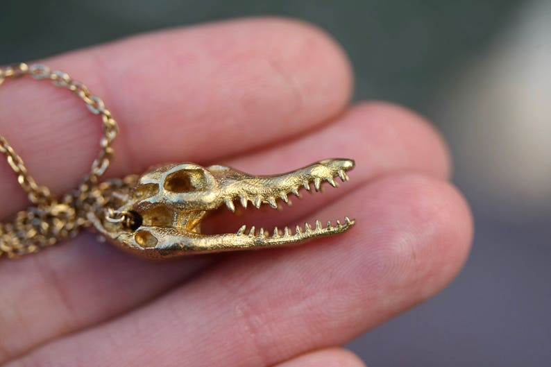 Crocodile necklace skull necklace skull jewelry crocodile | Etsy