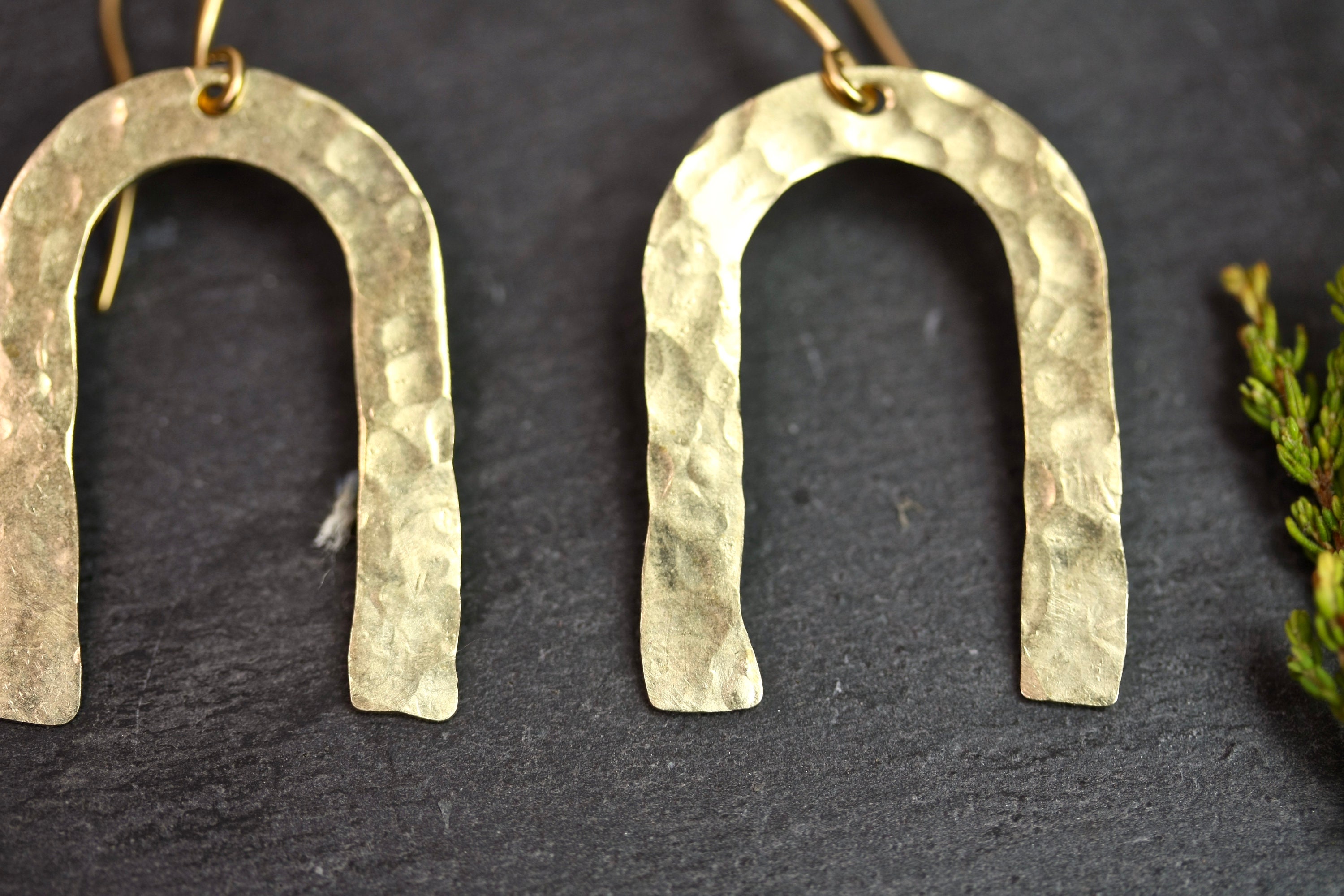 Hand Textured Brass U-shape Earrings – Gold Bohemian Jewelry - Etsy