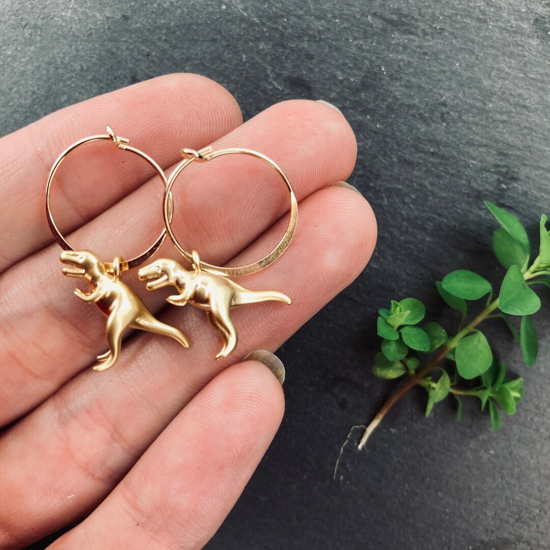 Dinosaur Earrings, T Rex Earrings, Hoop Earrings Dinosaur Hoops Jurassic Tyrannosaurus Rex ...