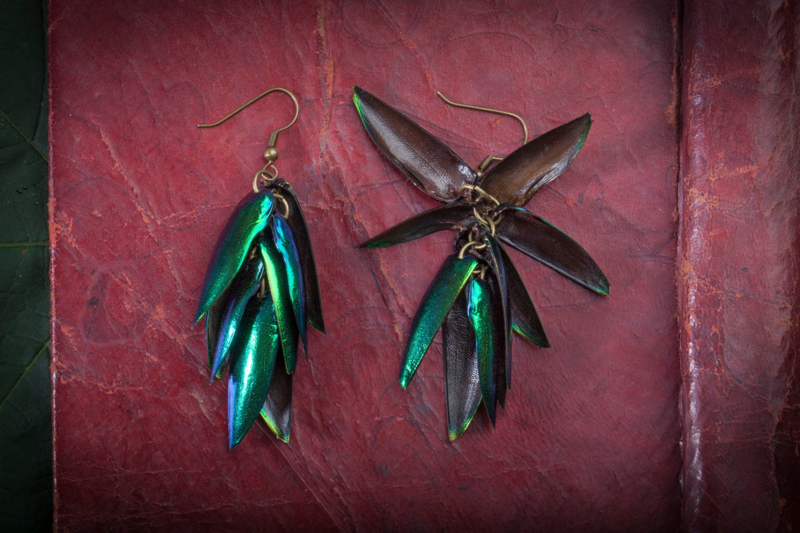 Iridescent Beetle Wing Earrings - Brighton Boho Statement Jewelry - Etsy UK