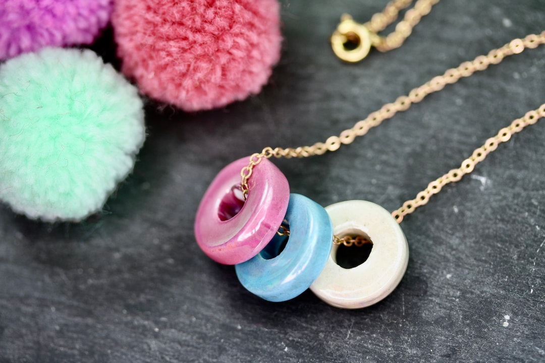 Sweetie Necklace, Pastel Color Jewelry Colorful Necklace Ceramic Pastel ...